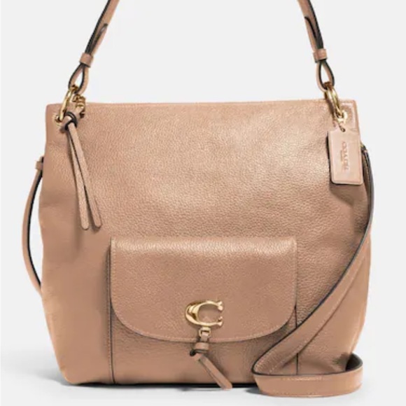 Coach | Bags | Coach Remi Pebbles Leather Hobo Shoulder Brown Taupe Bag ...